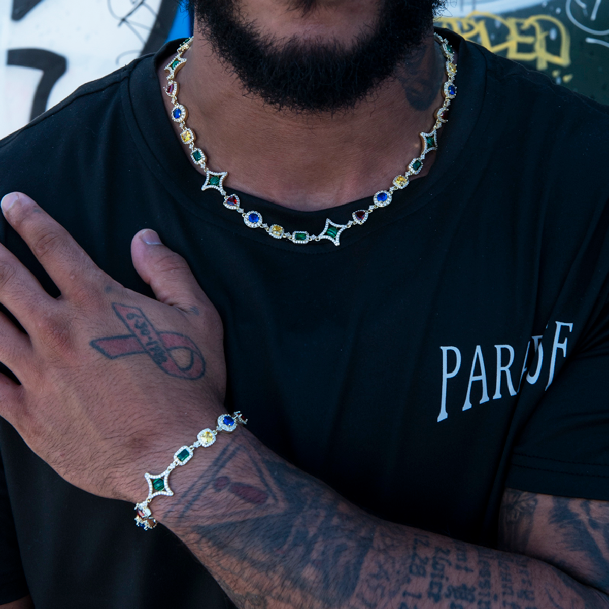 Colored Gemstone Chain + Bracelet Bundle in Yellow Gold – The GLD Shop