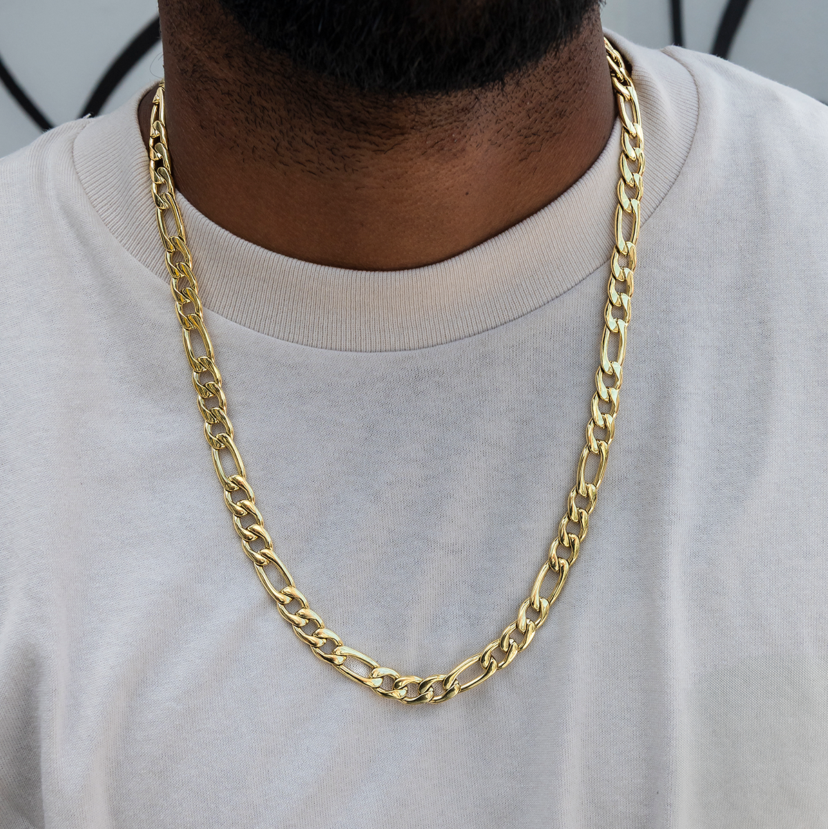9MM Figaro Chain | 18k Yellow Gold Statement Link | GLD- The GLD Shop