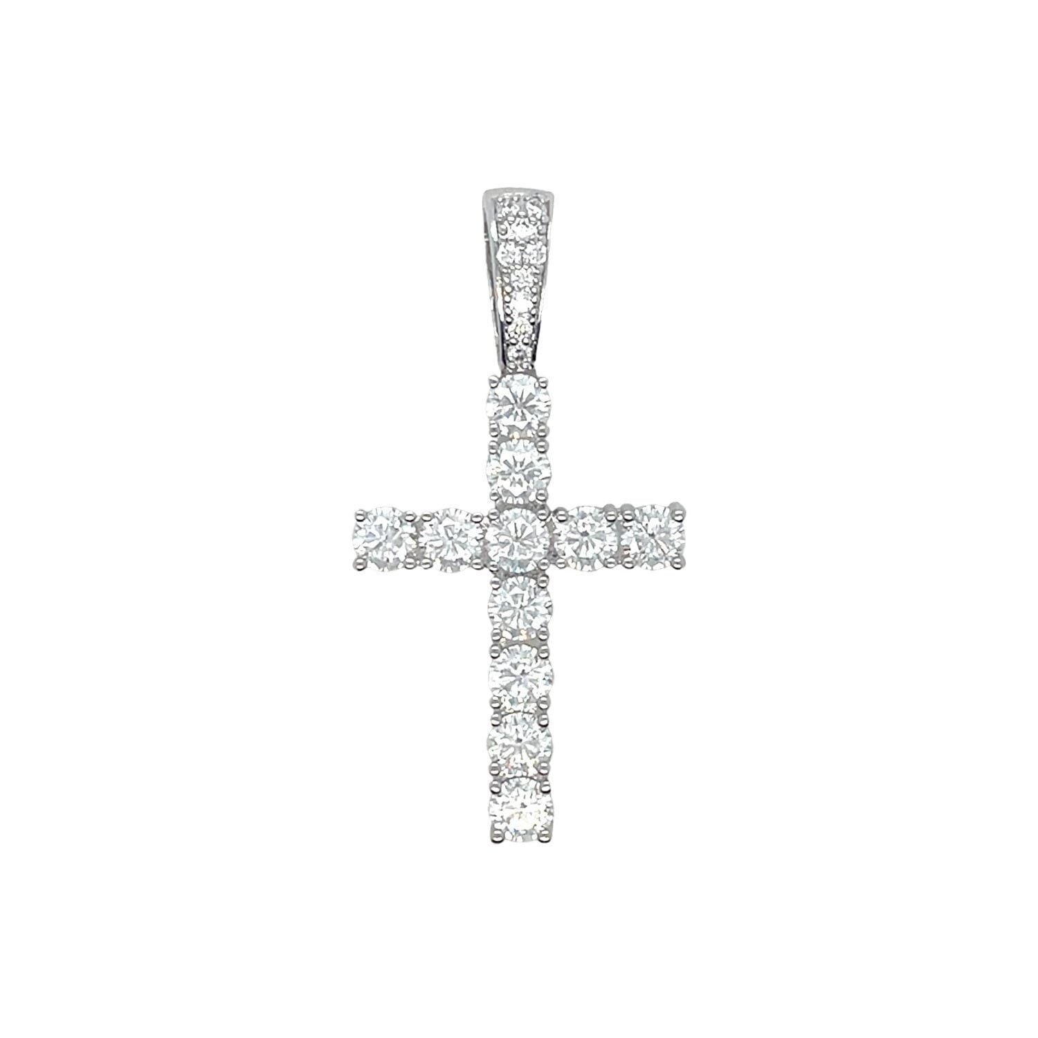 Men's Moissanite Diamond Cross Pendant in White Gold Vermeil – The GLD Shop
