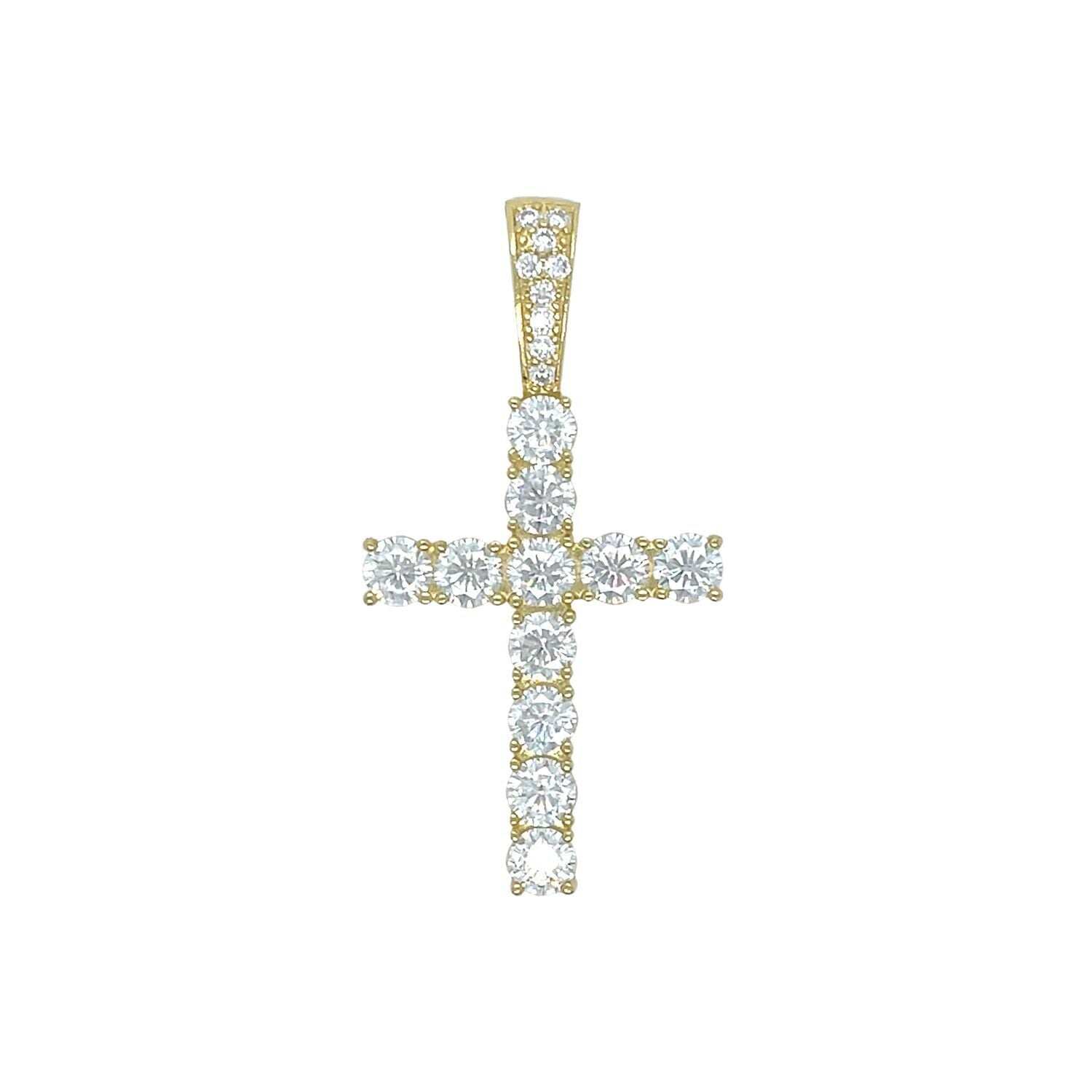 Men's Moissanite Diamond Cross Pendant in Yellow Gold Vermeil – The GLD ...