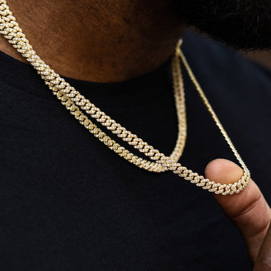 Micro Diamond Prong Cuban Necklace in Yellow Gold - 6mm – The GLD Shop
