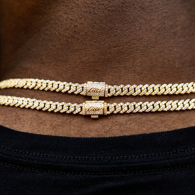 Micro Diamond Prong Cuban Necklace in Yellow Gold - 6mm – The GLD Shop