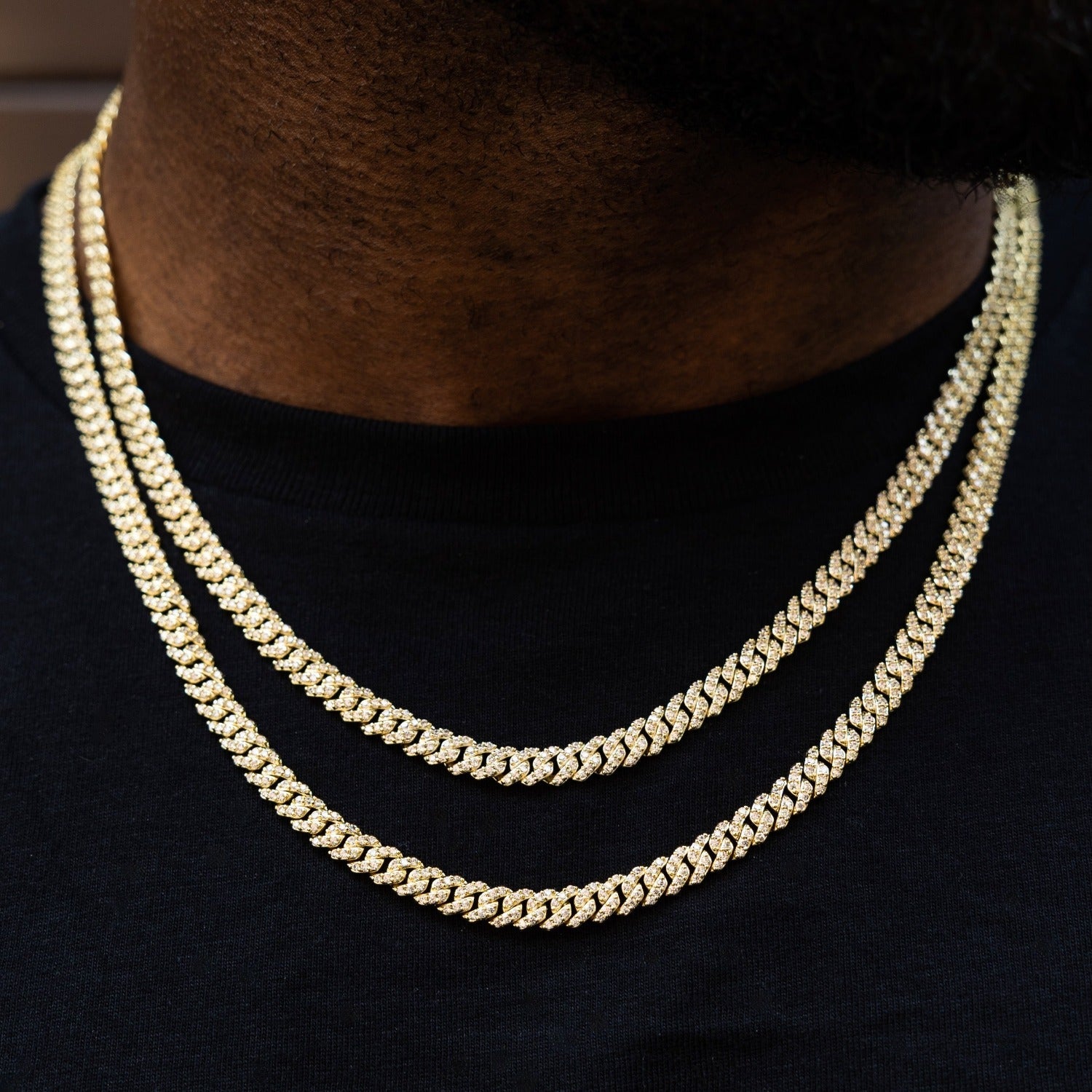 Micro Diamond Prong Cuban Necklace in Yellow Gold - 6mm- The GLD Shop