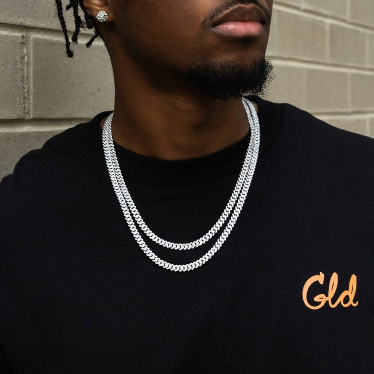 Micro Diamond Prong Cuban Necklace in White Gold - 6mm – The GLD Shop