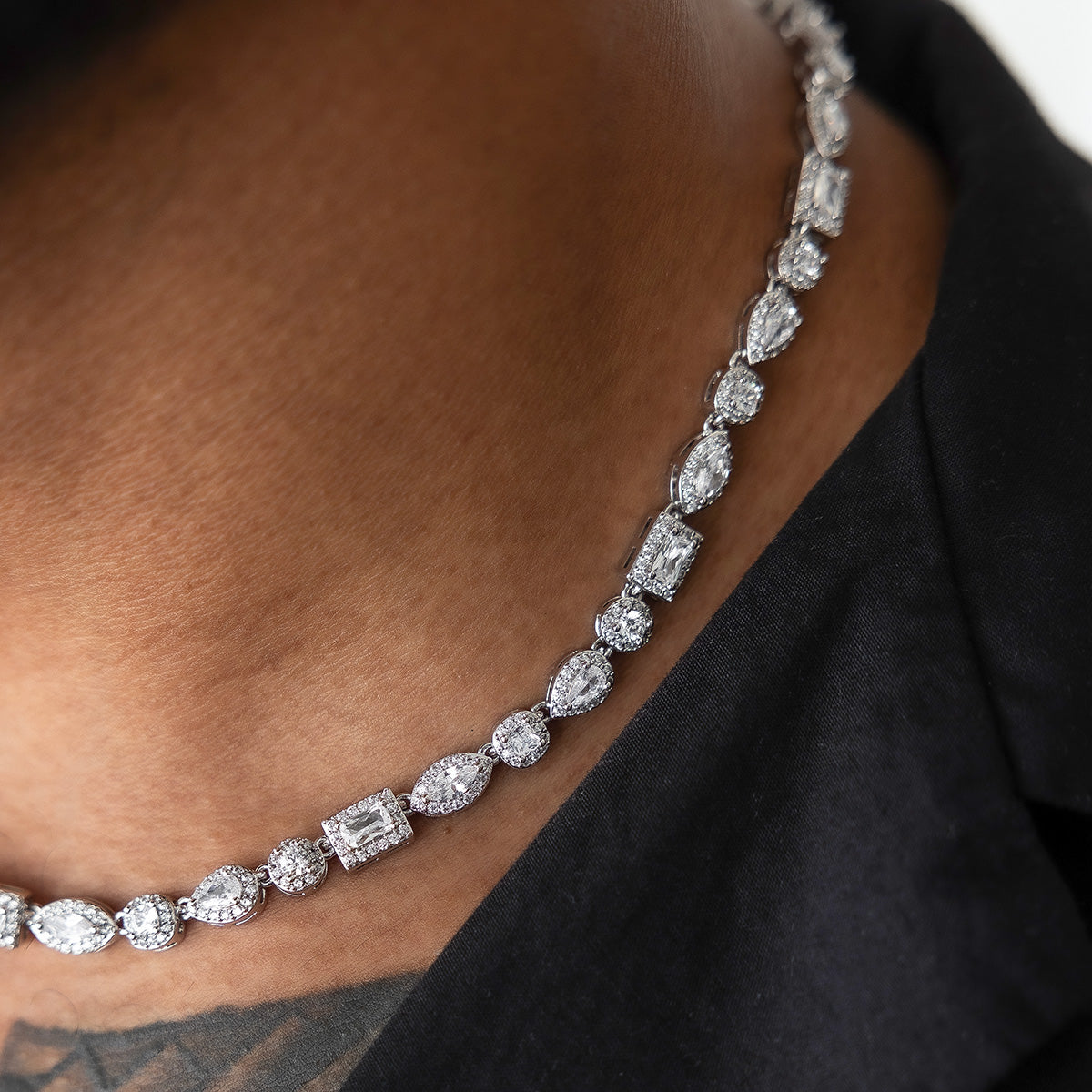Mixed Diamond Pave Chain in White Gold - The GLD Shop