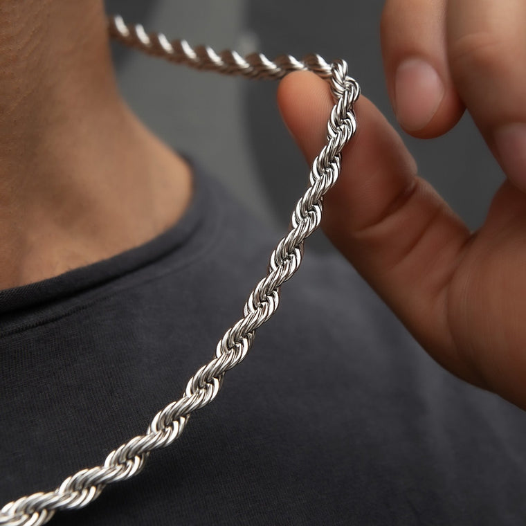 Rope Chain in White Gold- 6mm – The GLD Shop