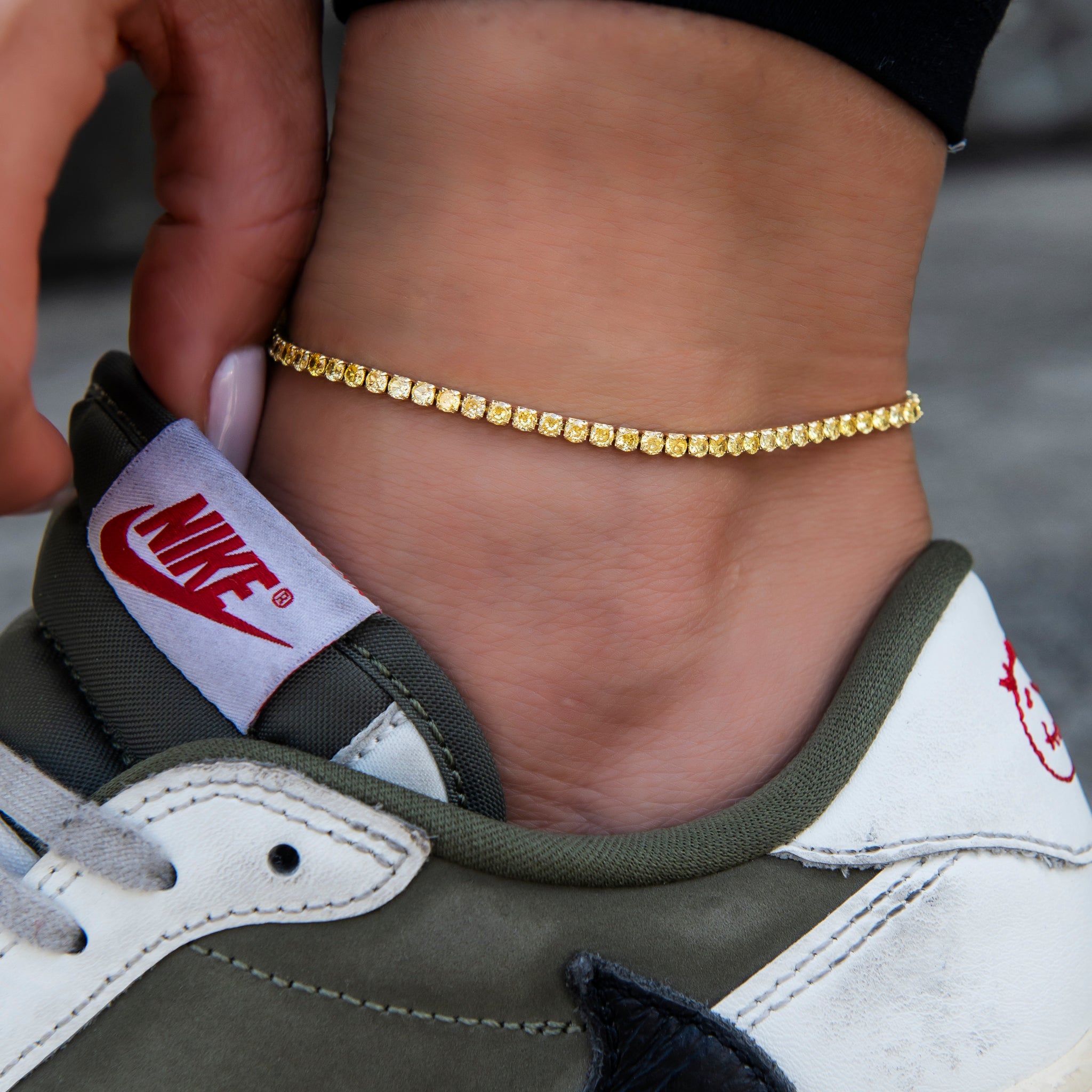 Canary Diamond Micro Tennis Anklet - The GLD Shop