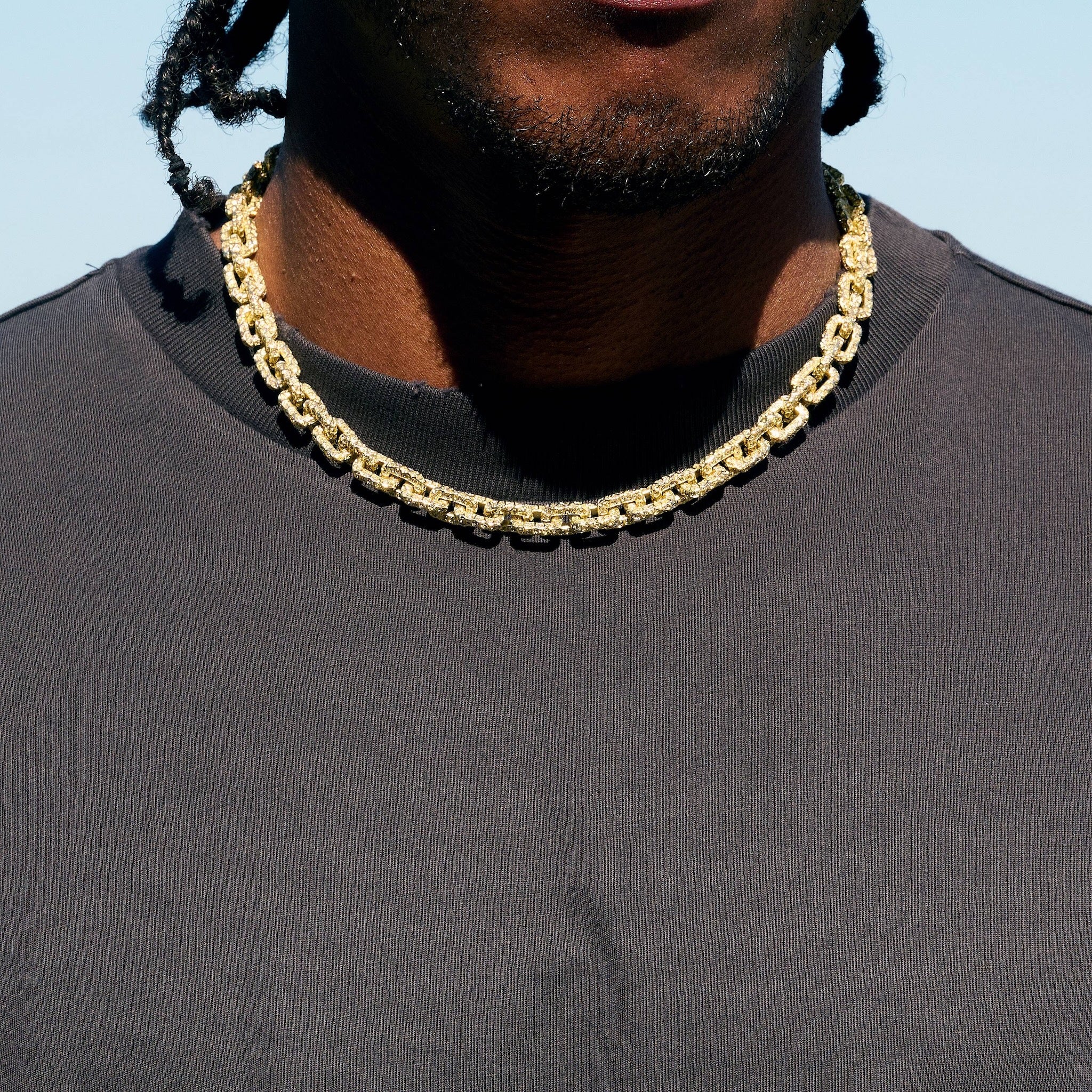 GLD X Bloody Osiris Iced Canary Voronoi Link Chain in Yellow Gold Verm ...