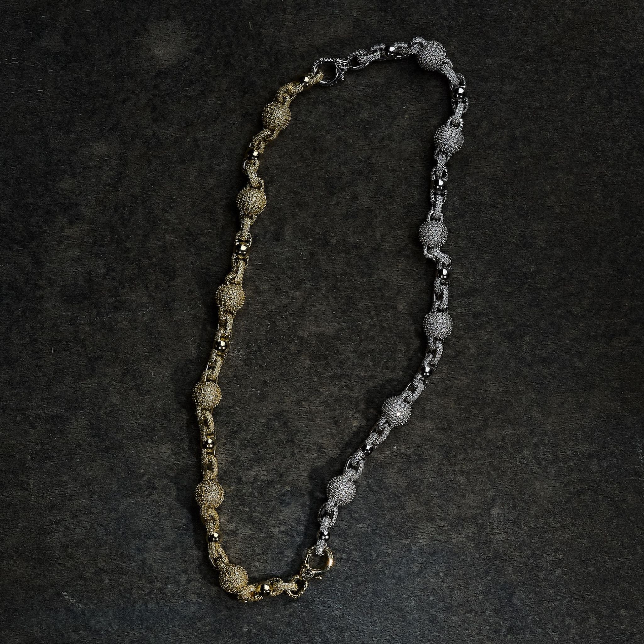GLD X Bloody Osiris Dual Finish Lab Diamond Ball Chain in White and Ye ...
