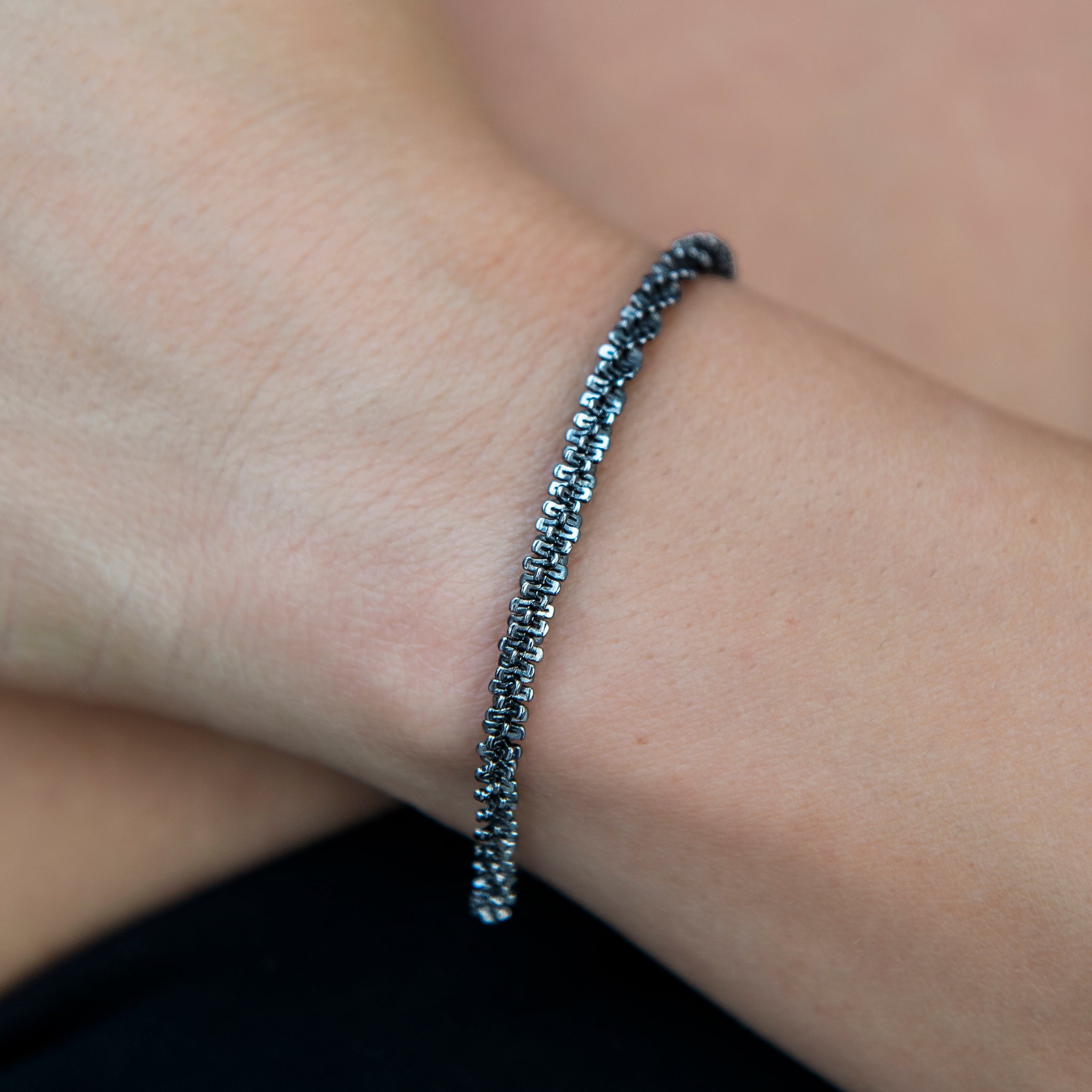 4MM Diamond Cut Popcorn Bracelet in Black- The GLD Shop
