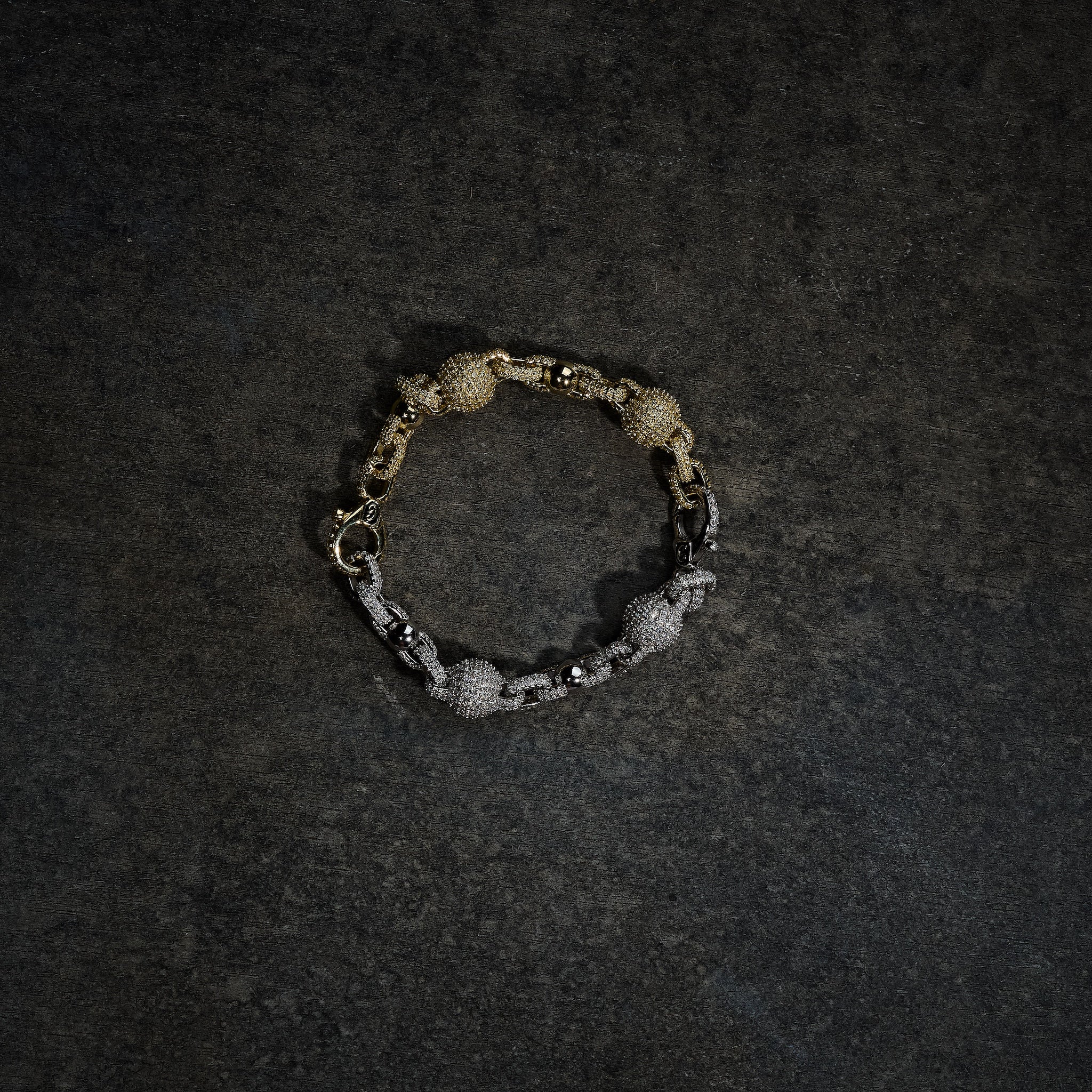 GLD X Bloody Osiris Dual Finish Moissanite Ball Chain Bracelet in Whit ...
