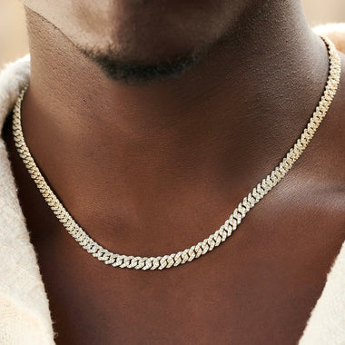 Micro Diamond Prong Cuban Necklace in Yellow Gold - 6mm – The GLD Shop