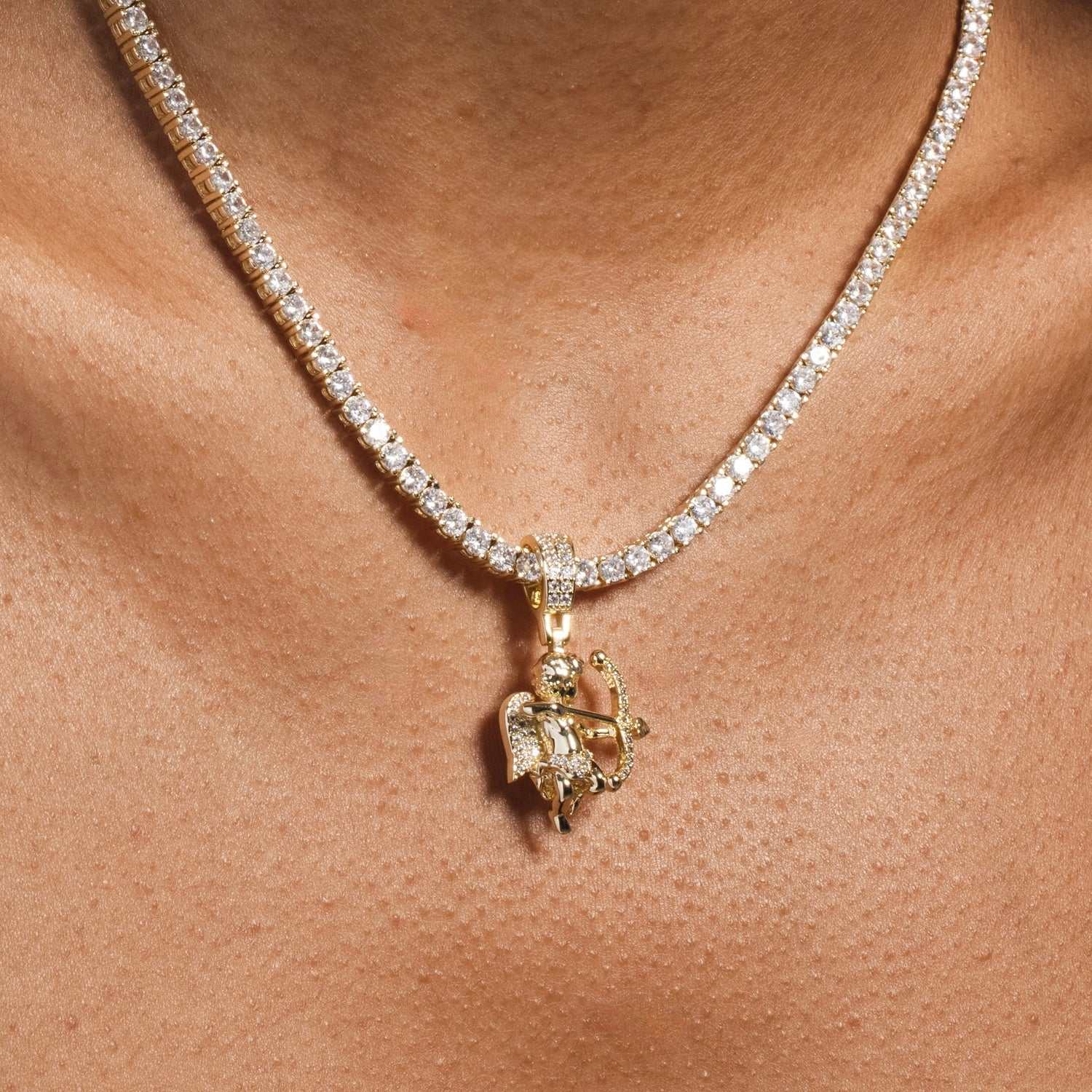 10k Solid Gold Micro Cupid Pendant-VS Diamonds - The GLD Shop