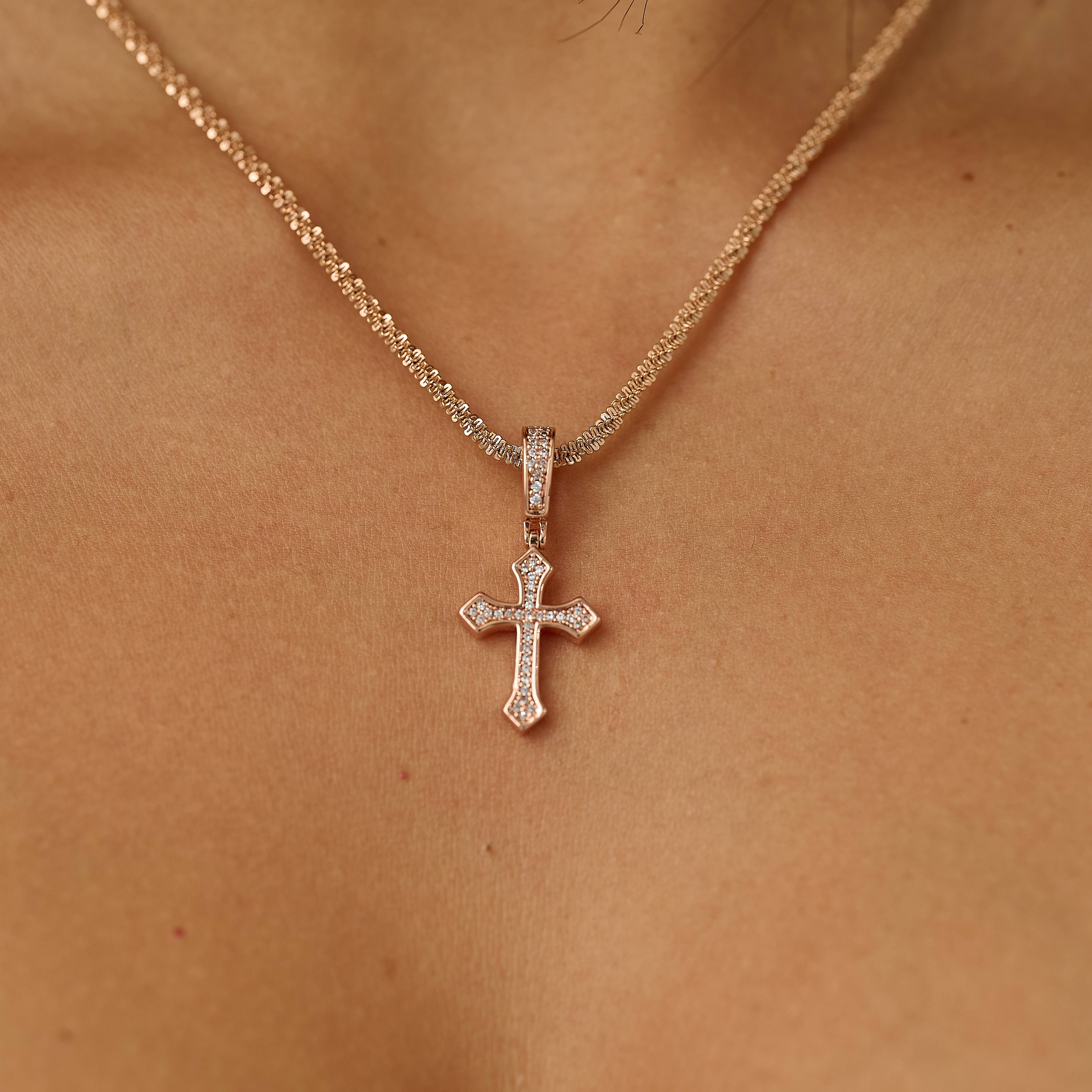 Micro Iced Celtic Cross Pendant | Rose Gold | GLD - The GLD Shop