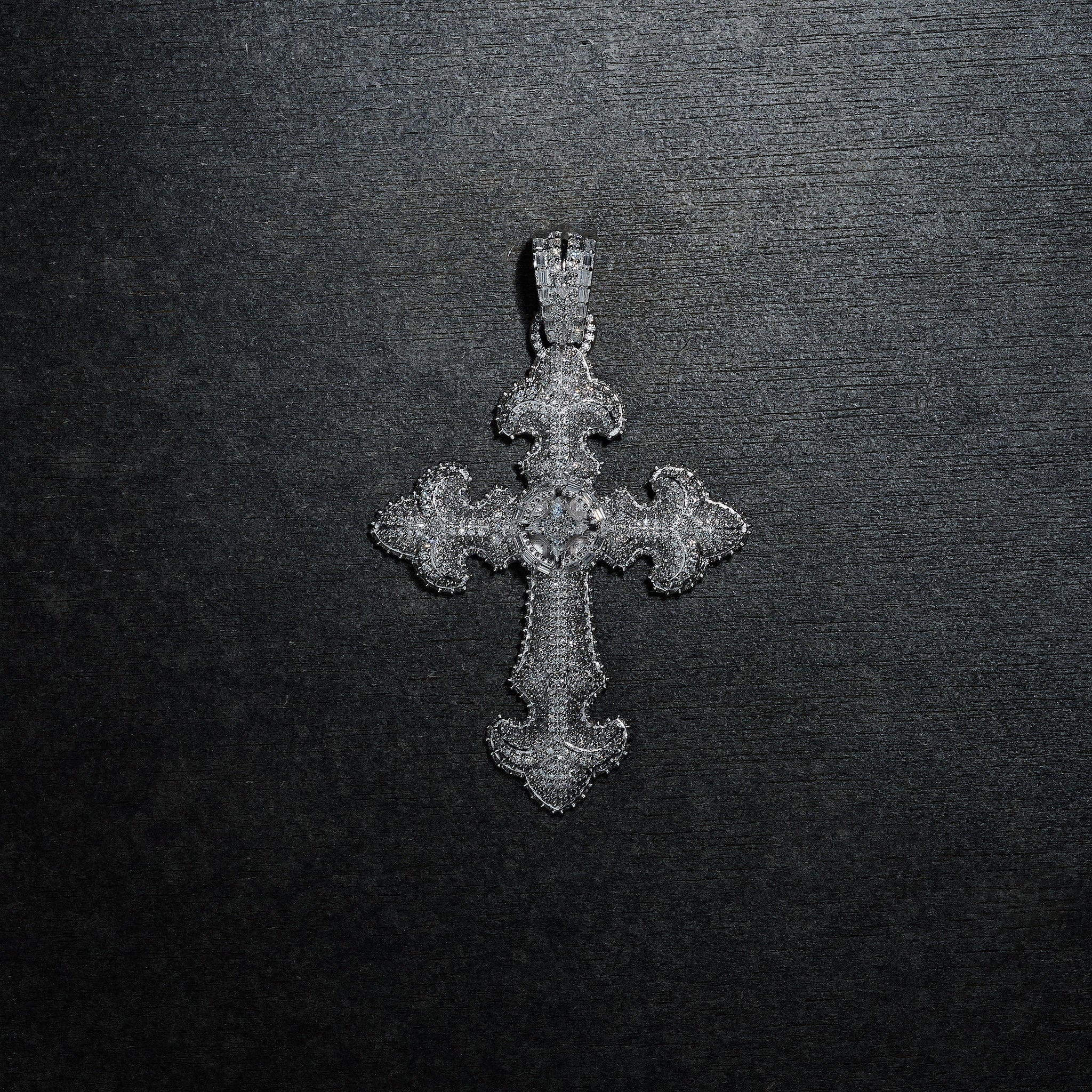 GLD X Bloody Osiris Lab Diamond Large Cross Pendant in Solid White Gol ...