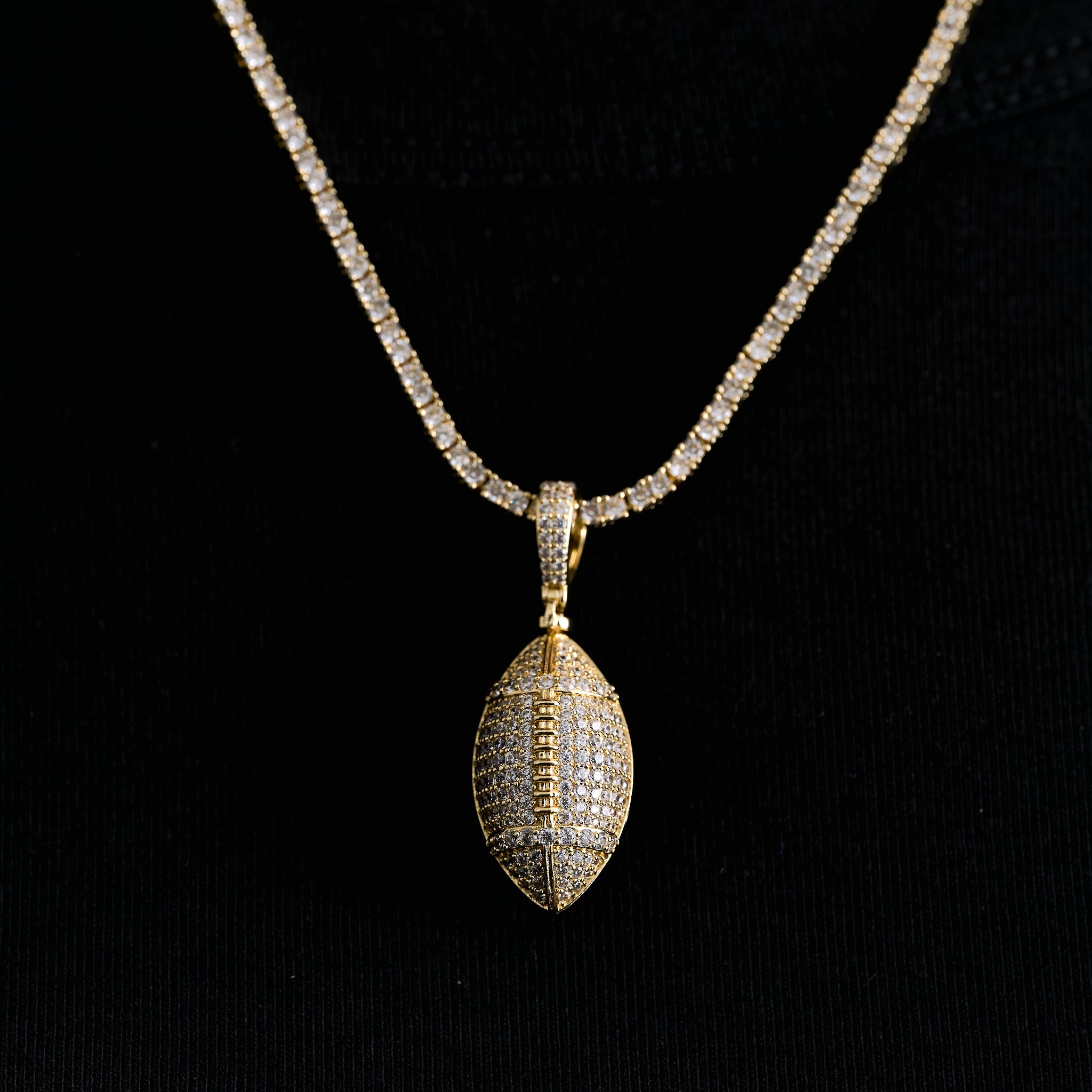 Iced Football Pendant in Yellow Gold - The GLD Shop