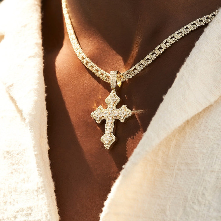 Iced Gothic Cross in Yellow Gold – The GLD Shop