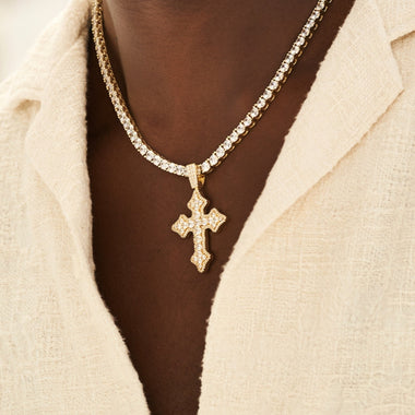 Iced Gothic Cross in Yellow Gold – The GLD Shop