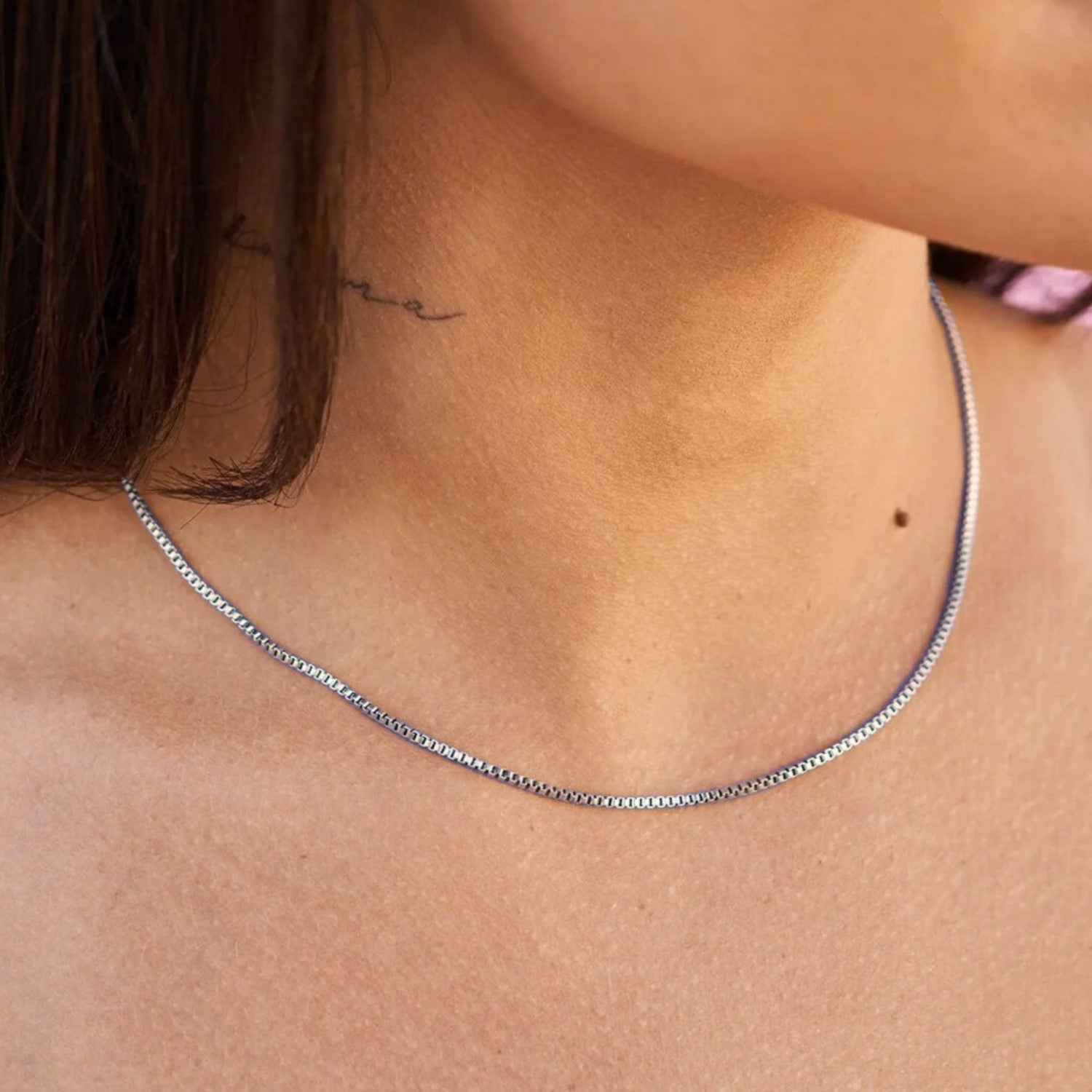Micro Box Chain Necklace in White Gold – The GLD Shop