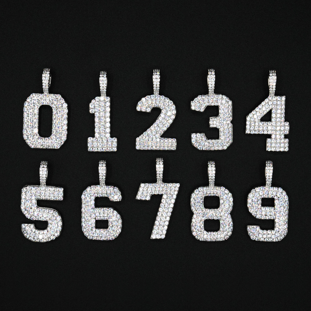 Pave Number Pendants in White Gold – The GLD Shop