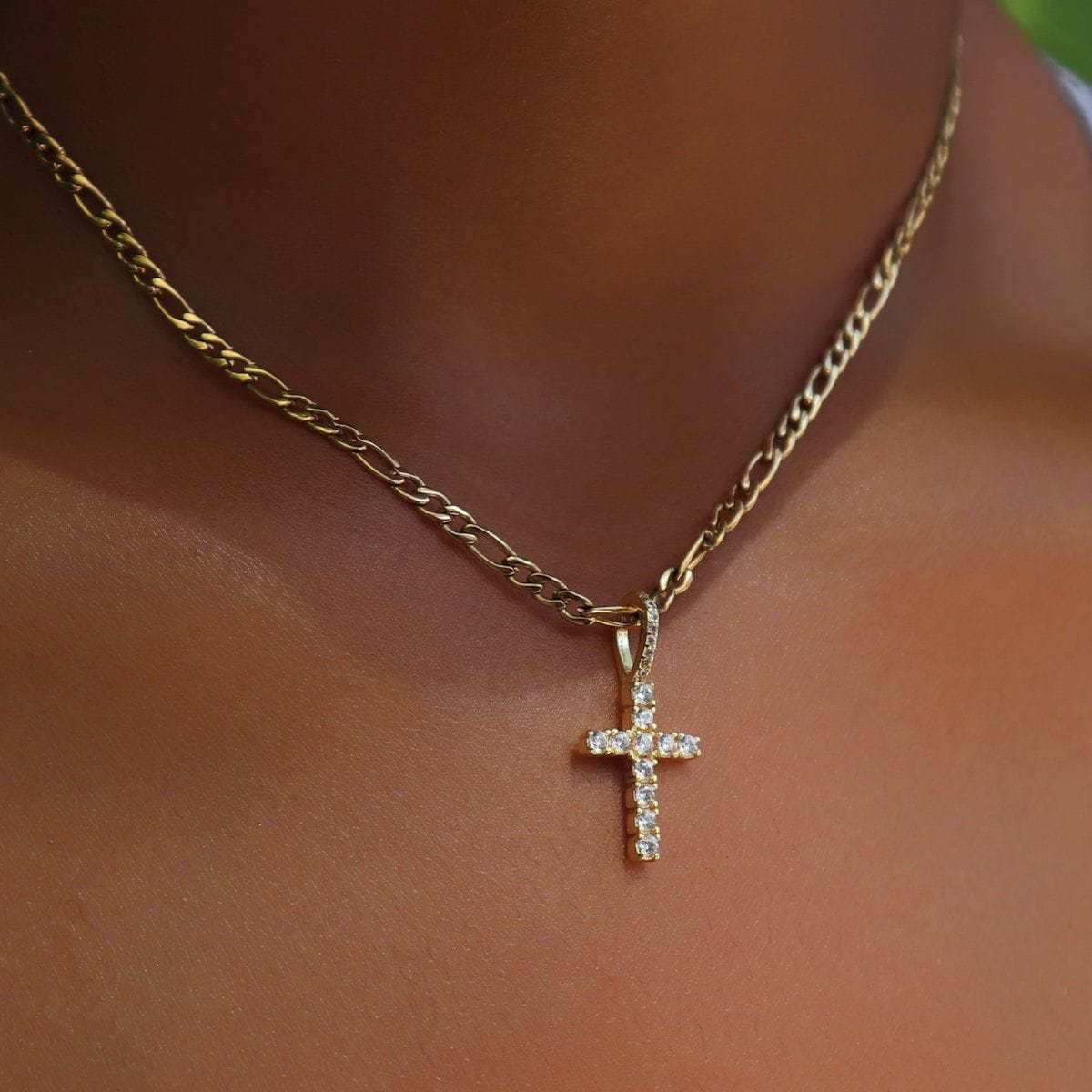 Solid Gold Micro Diamond Cross Pendant-VS Diamonds- The GLD Shop