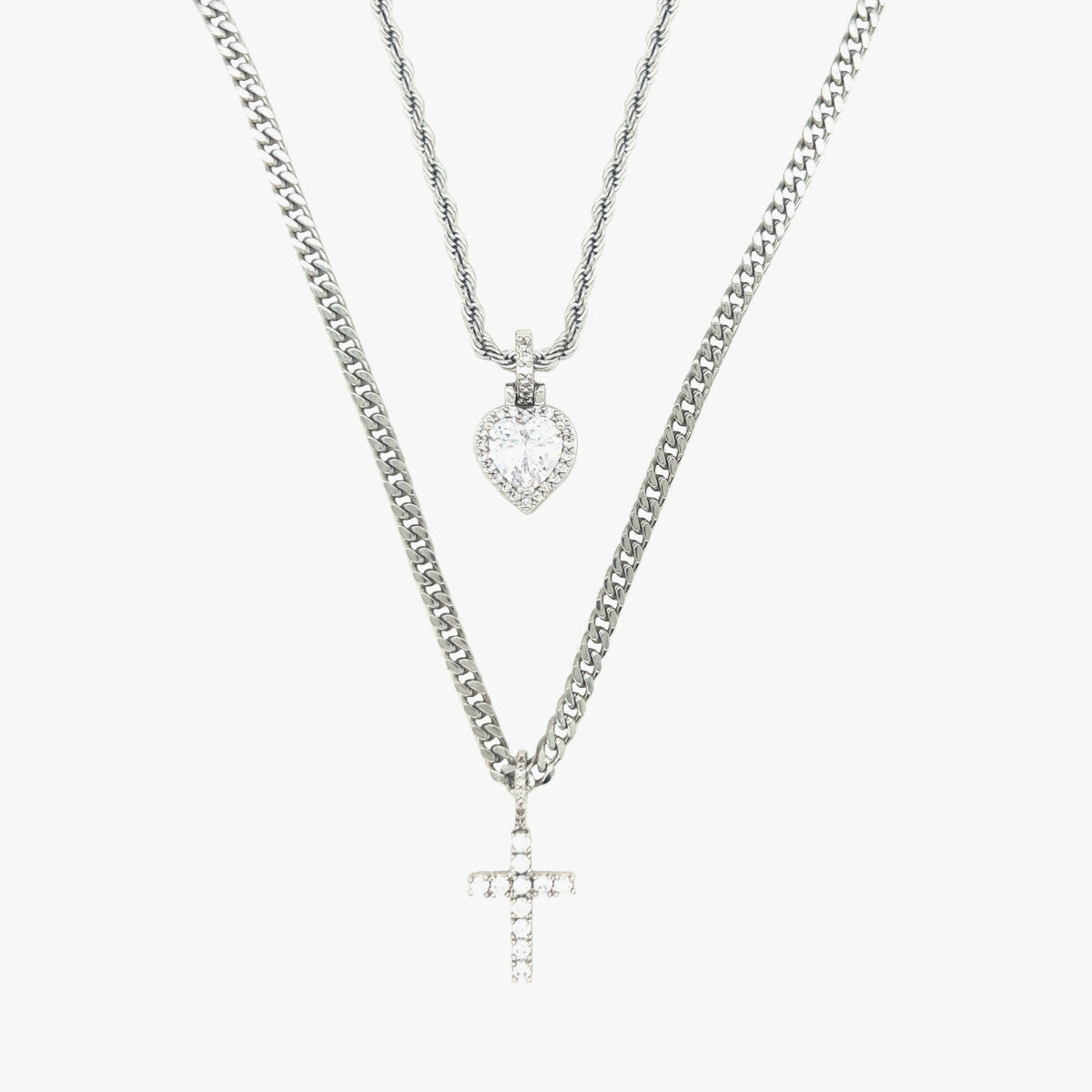 Heart and Cross Set in White Gold- The GLD Shop