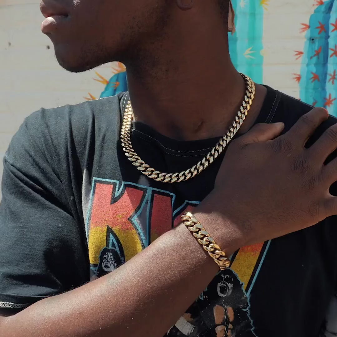 GLD Signature Cuban Chain + Bracelet Bundle - 12mm – The GLD Shop