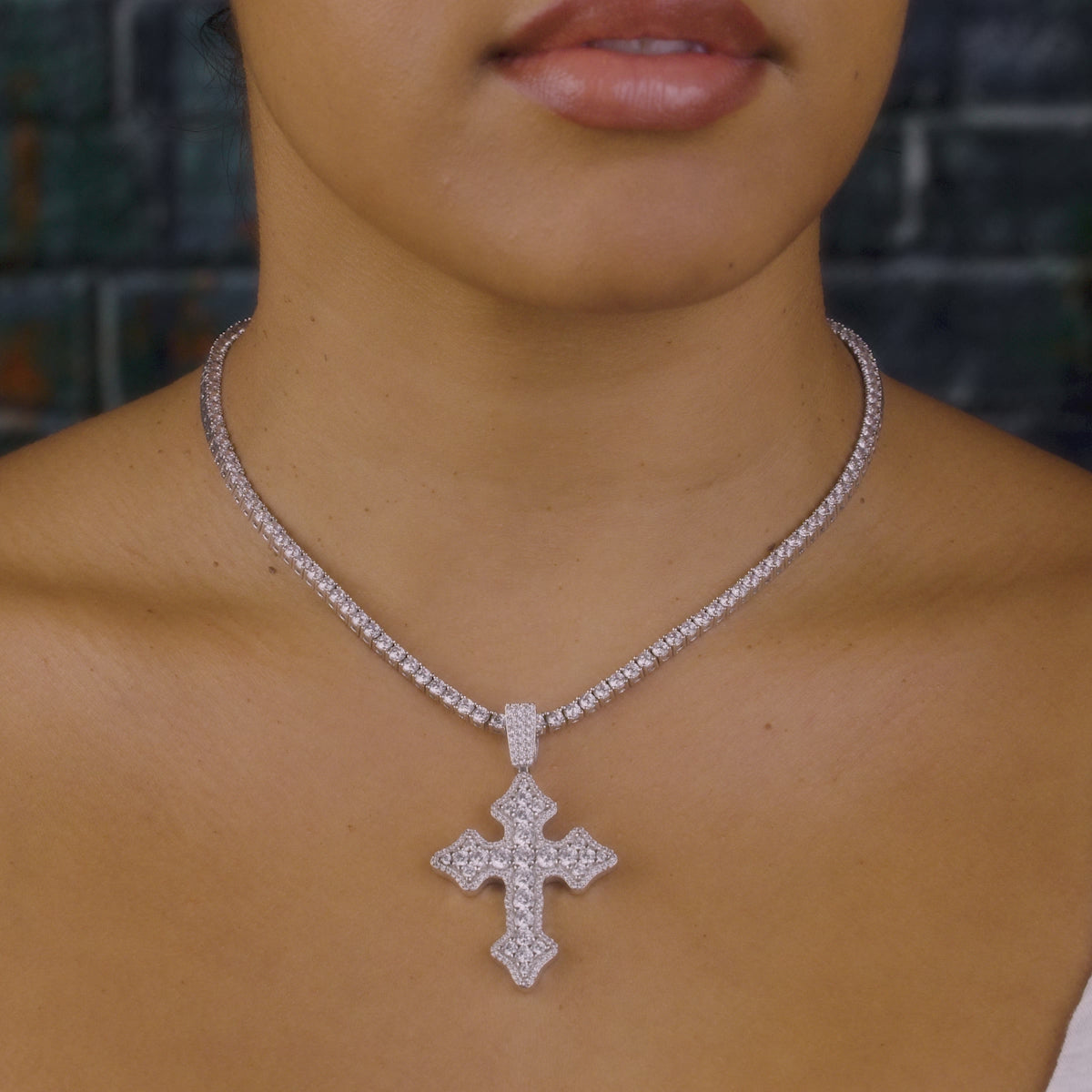 Iced Gothic Cross in White Gold – The GLD Shop