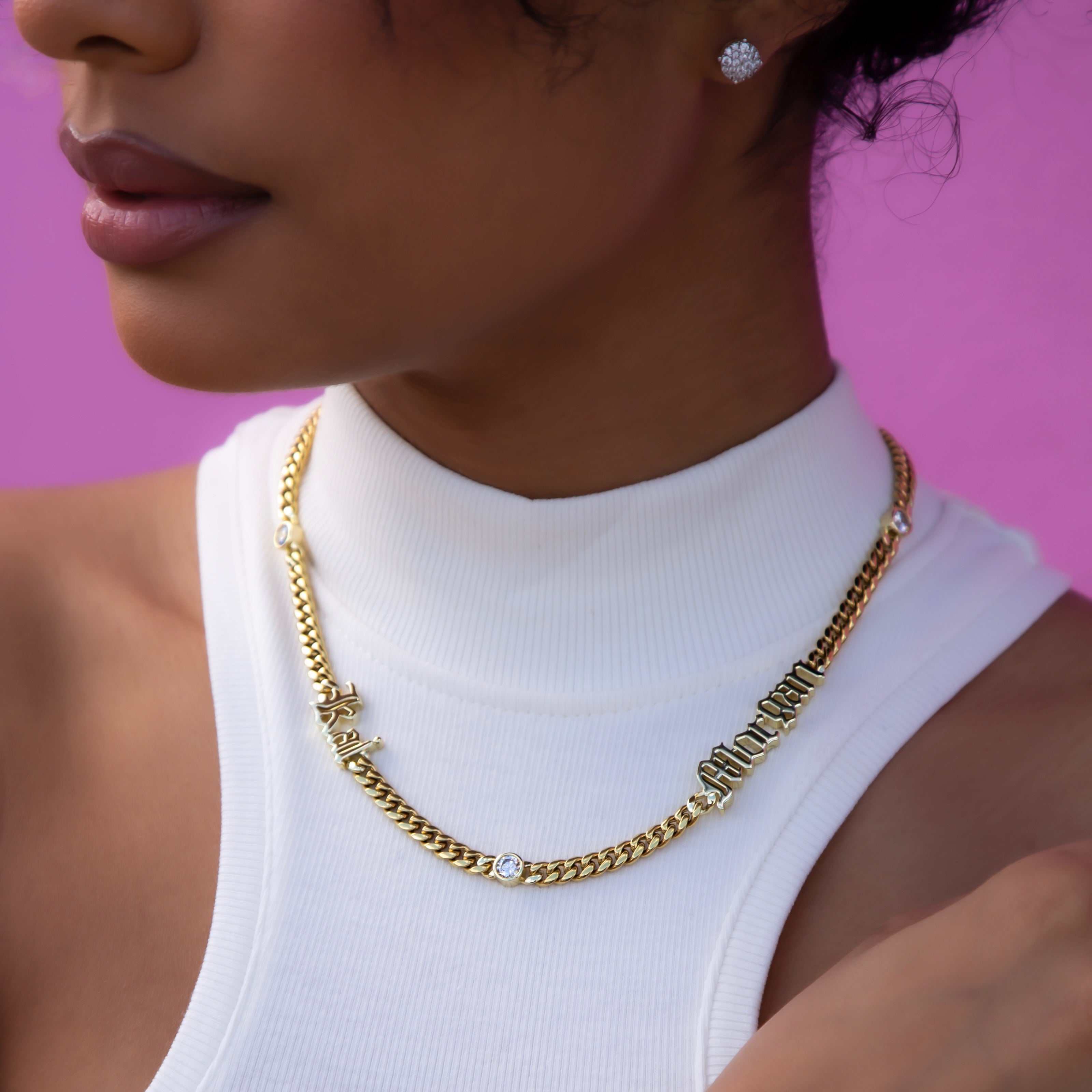 Gothic Stationed Cuban Custom Necklace – The GLD Shop