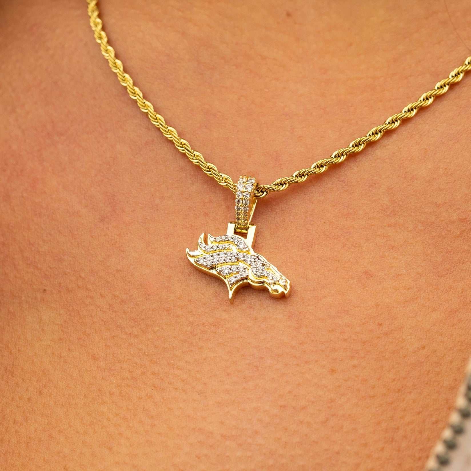 Denver Broncos Official NFL Micro Logo Pendant - Yellow Gold – The GLD Shop