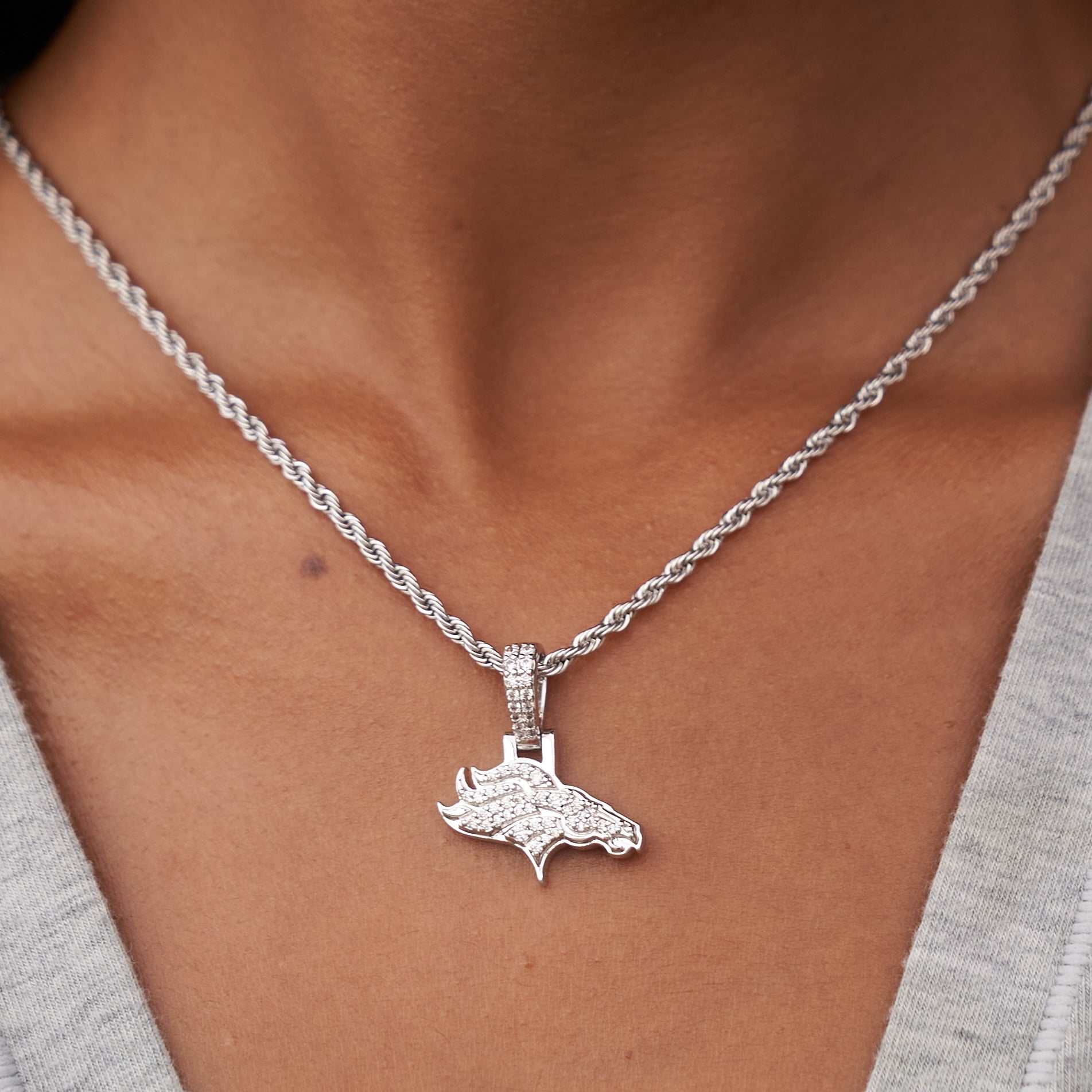 Denver Broncos Official NFL Micro Logo Pendant - White Gold – The GLD Shop