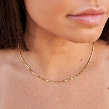 Micro Box Chain Necklace in Yellow Gold – The GLD Shop