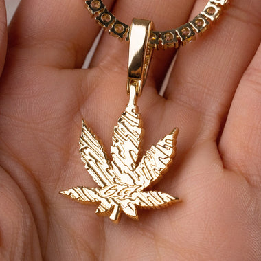 Diamond Weed Leaf Pendant in Yellow Gold – The GLD Shop