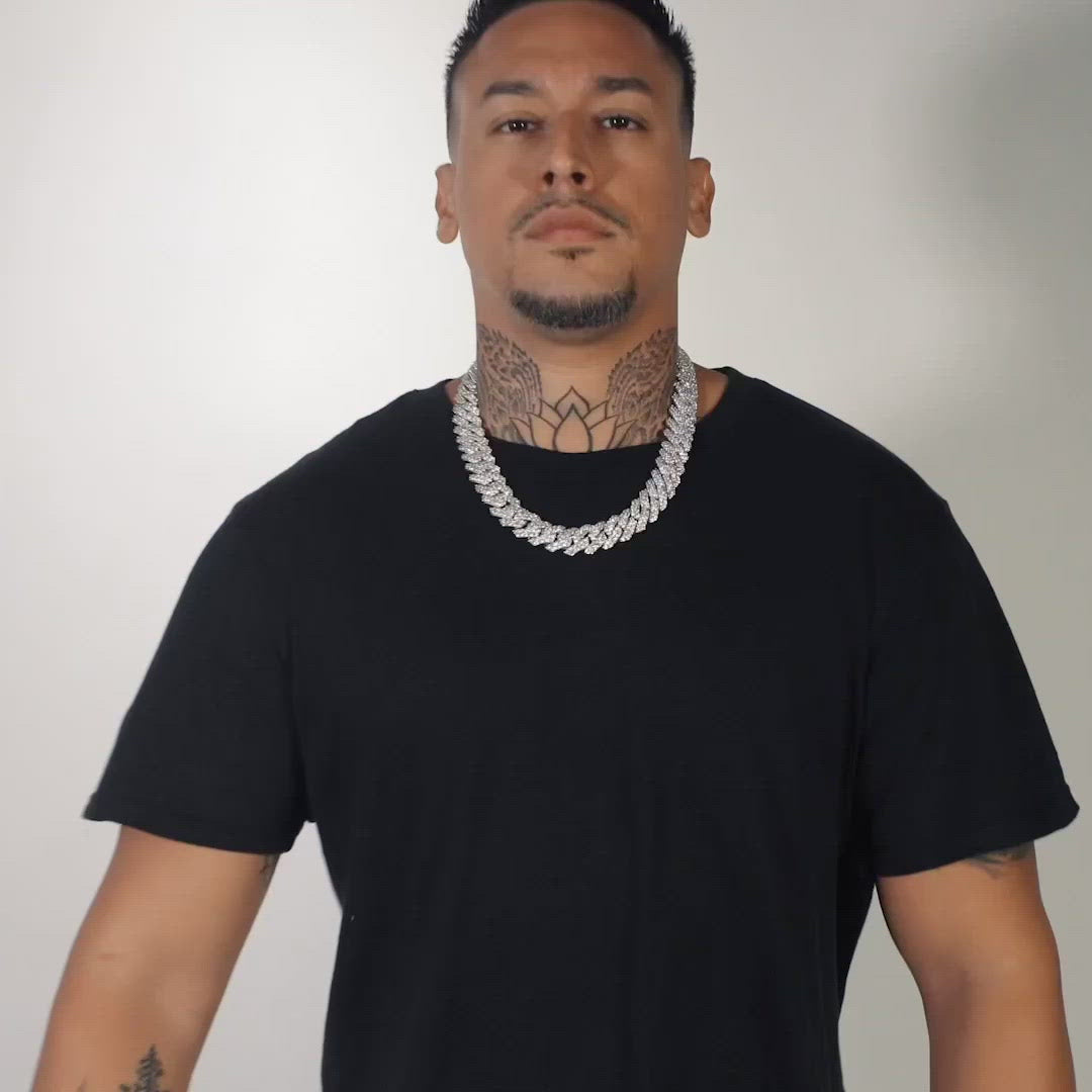 Diamond Prong Link Chain in White Gold - 19mm – The GLD Shop