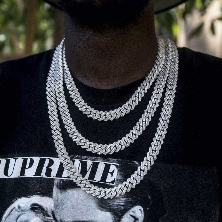 Diamond Prong Link Chain in White Gold - 12mm – The GLD Shop